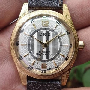 Rare Vintage Oris White Dial Hand Winding Wrist Watch Men's Gents FHF ...