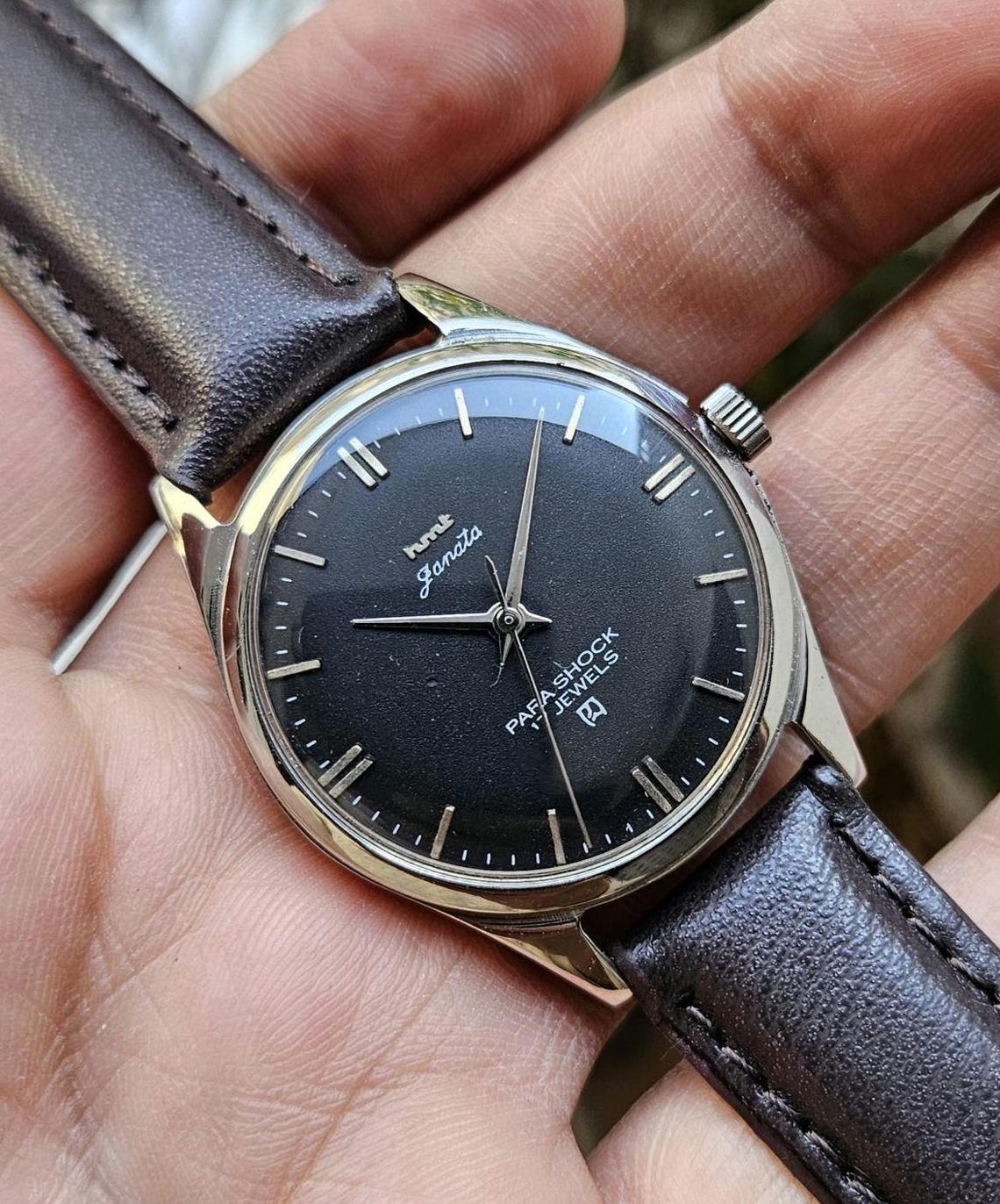 Vintage Rare Hmt Black Janata Manual Winding 17 Jewels Wrist Watch for ...