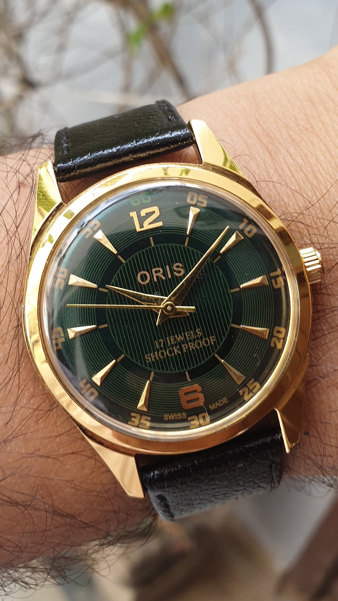 Rare Vintage Oris ST96 Green Dial Hand Winding Wrist Watch FHF Movement ...