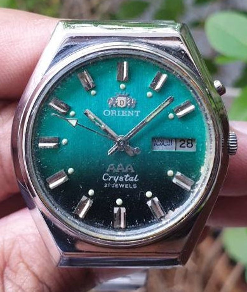 Vintage Orient AAA Crystal Green Dial Automatic 21 Jewels - Etsy