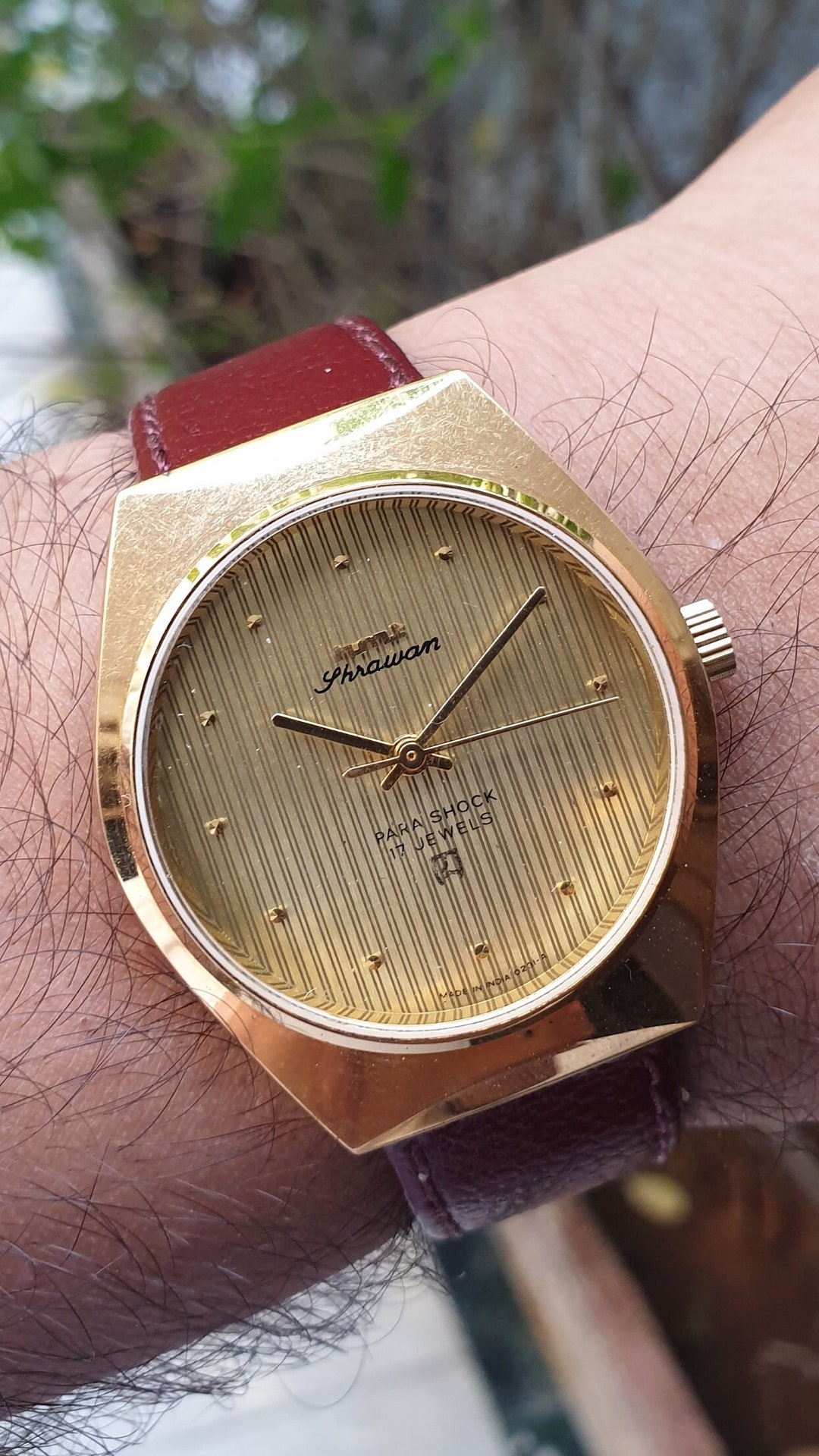 Vintage HMT Shrawan Gold Plated Hand Winding 17 Jewels Mens Wrist Watch ...