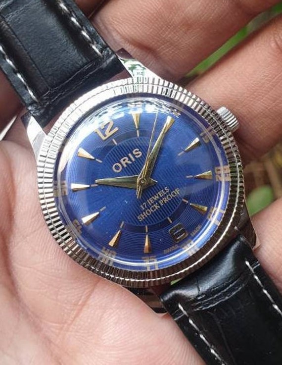 Vintage Oris Blue Dial Hand Winding Wrist watch Men'S… - Gem