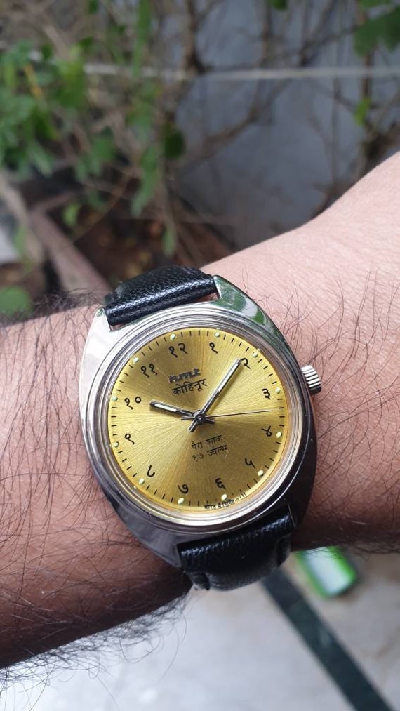 HMT Kohinoor Devanagiri Yellow Dial Hand Winding 17 J… - Gem