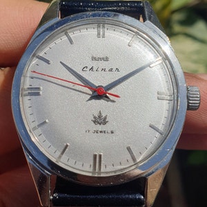 Rare Hmt Chinar Leaf Silver Dial Manual Winding 17 Jewels Wrist Watch ...