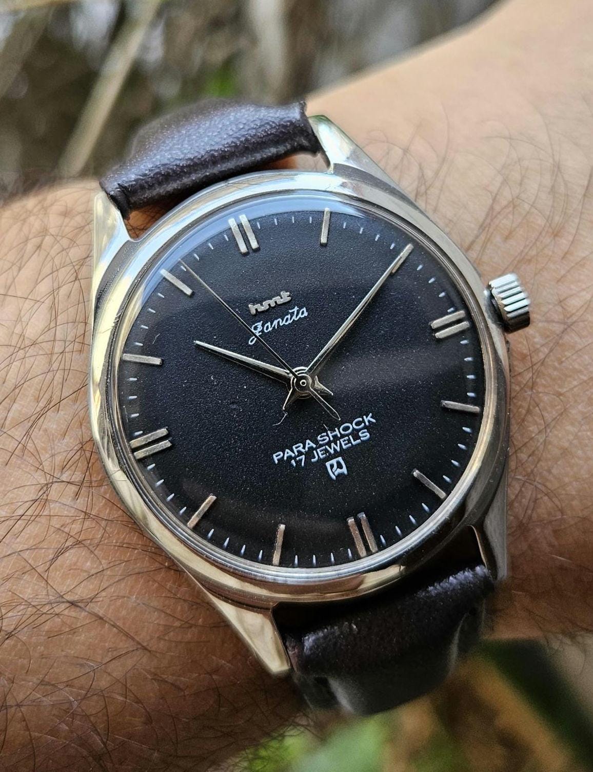 Vintage Rare Hmt Black Janata Manual Winding 17 Jewels Wrist Watch for ...