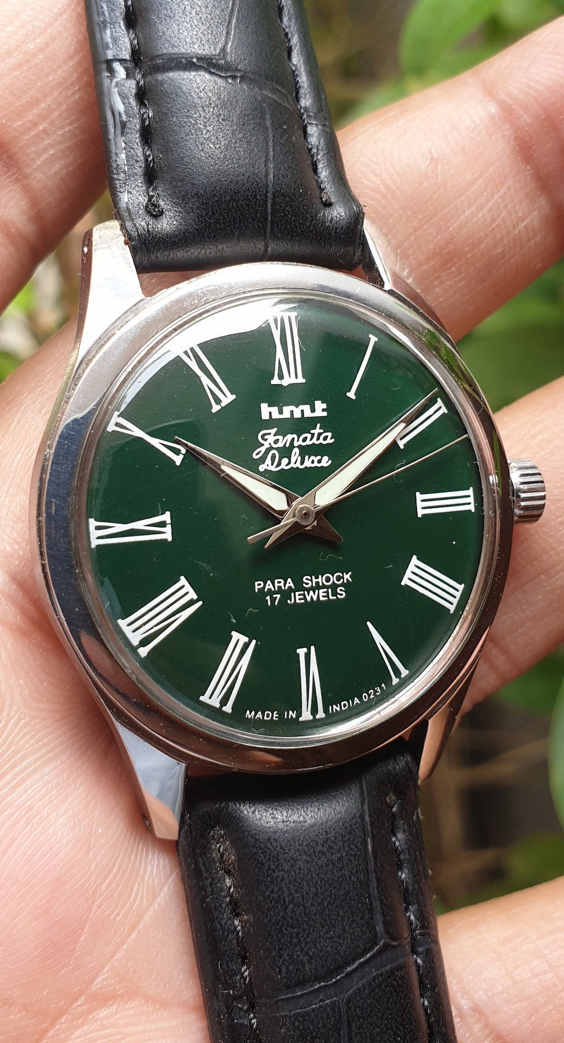 Vintage Hmt Janata Deluxe Roman Numbers Manual Winding 17 Jewels Wrist ...