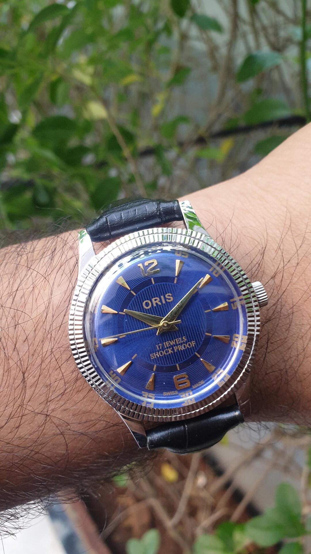 Vintage Oris Blue Dial Hand Winding Wrist Watch Men's Gents FHF ...