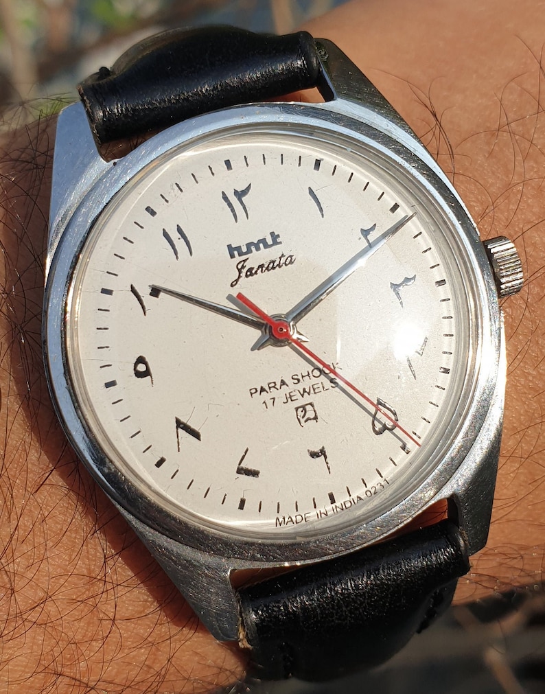 2 Vintage Hmt Janata Arabic Numerals Manual Winding 17 Jewels Wrist ...