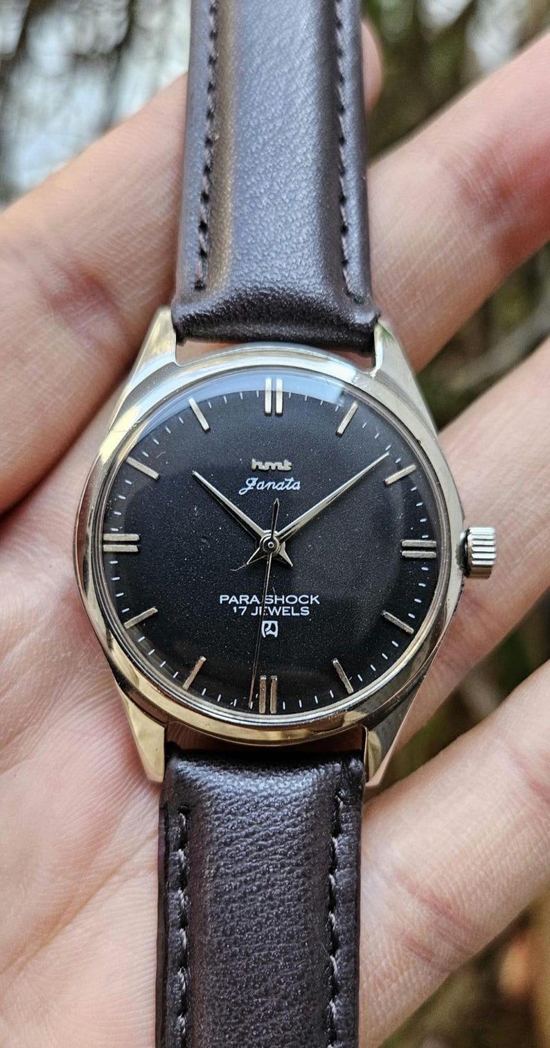 Vintage Rare Hmt Black Janata Manual Winding 17 Jewels Wrist Watch for ...