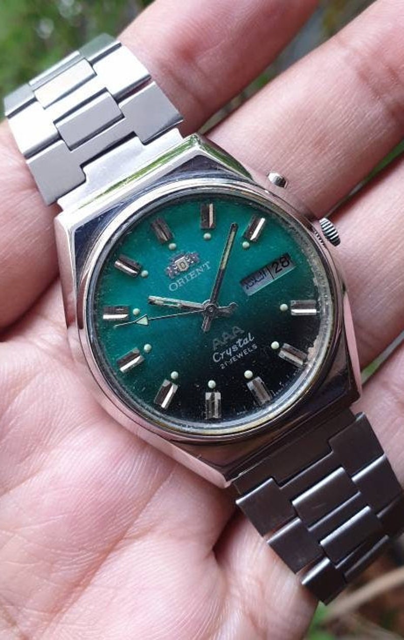 Vintage Orient AAA Crystal Green Dial Automatic 21 Jewels - Etsy