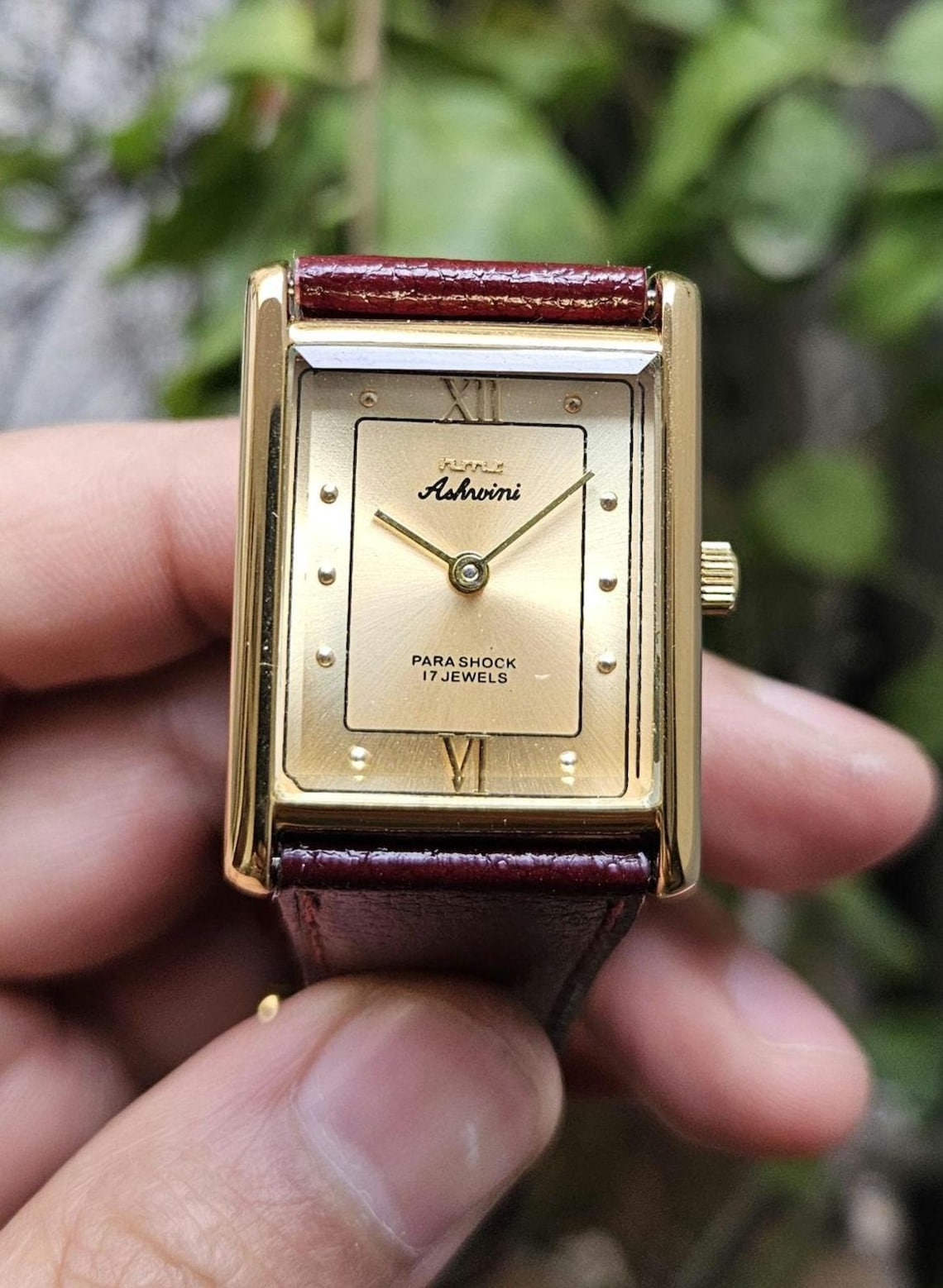 HMT Ashwini Tank Golden Dial Gold Plated Hand Winding 17 Jewels Mens ...