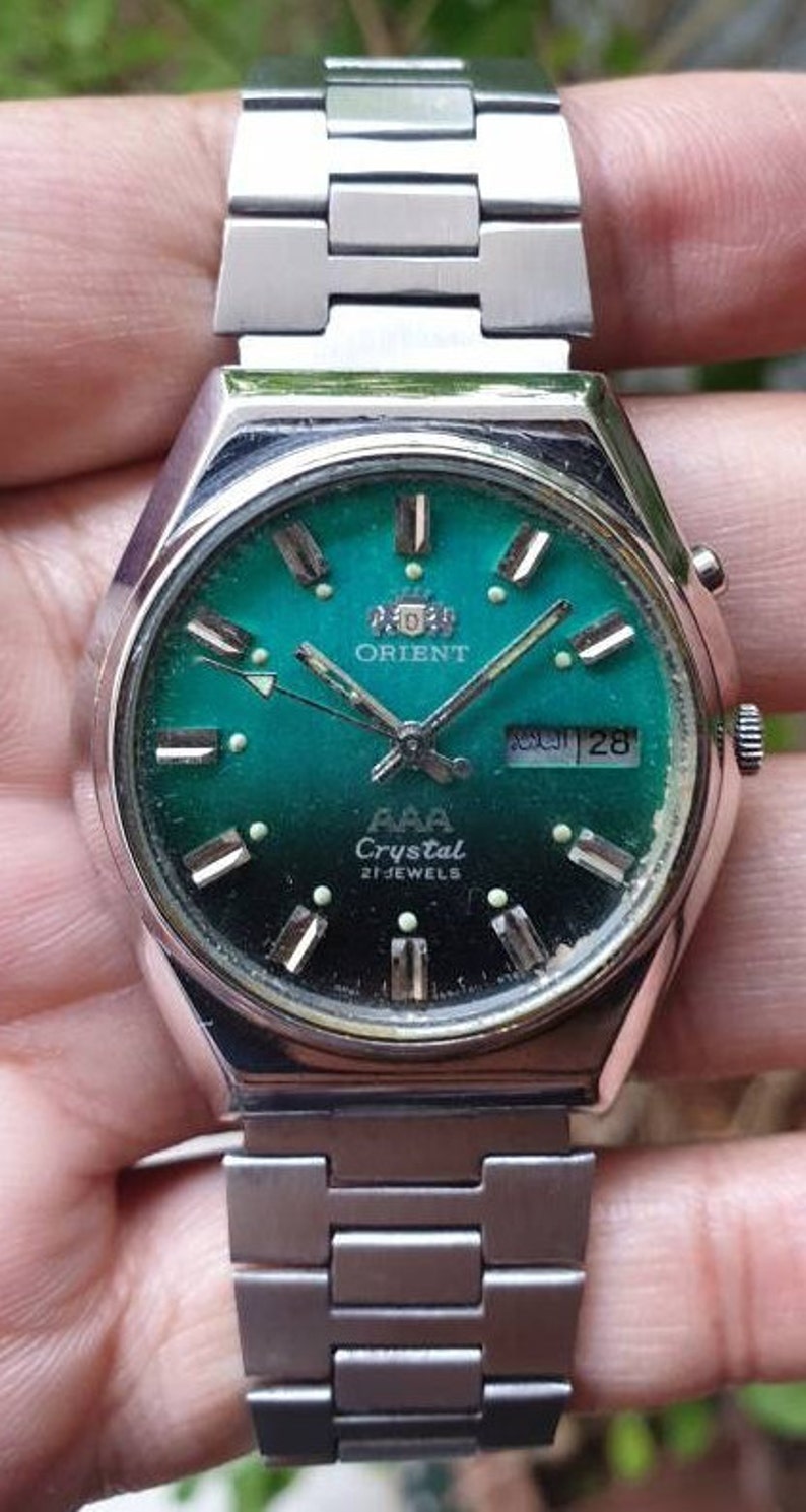 Vintage Orient AAA Crystal Green Dial Automatic 21 Jewels - Etsy