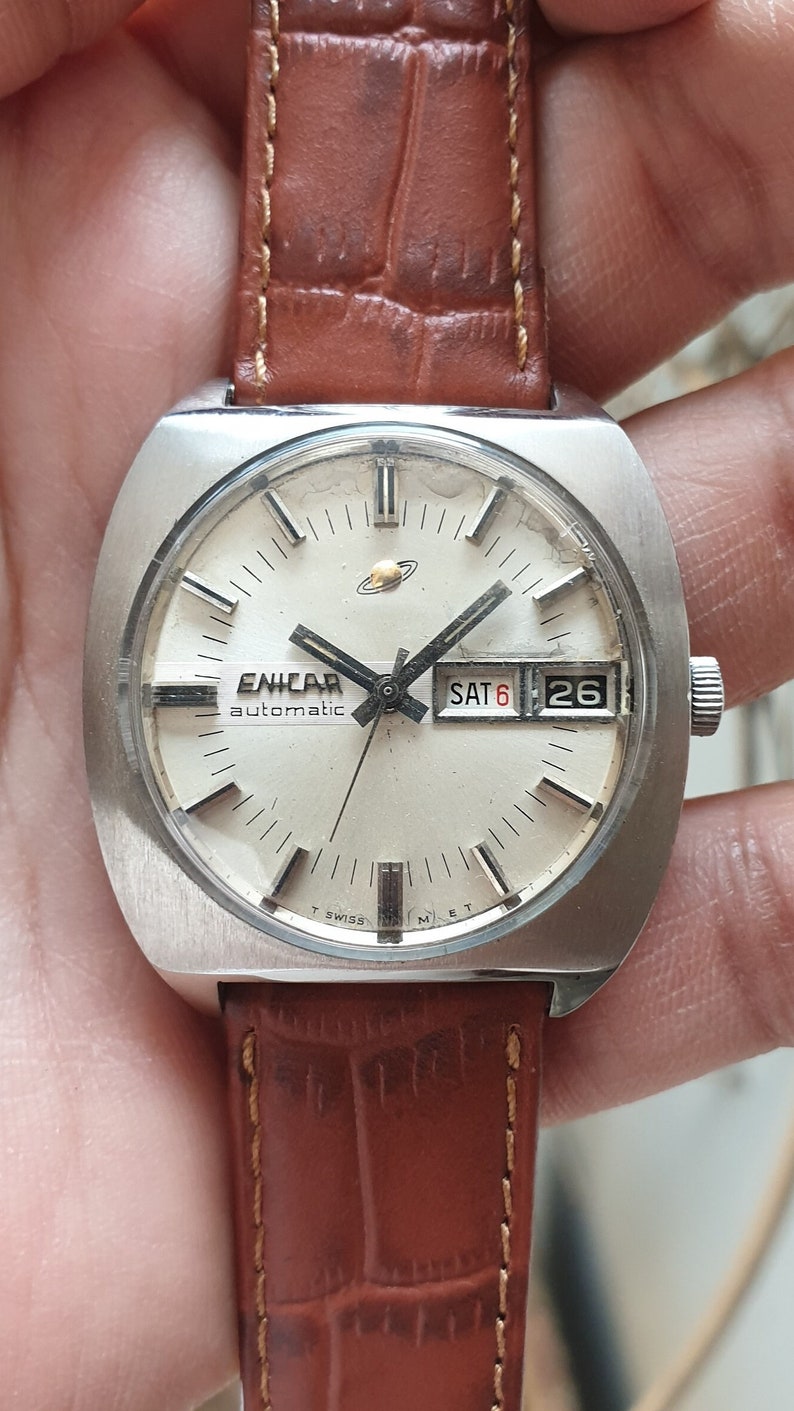 Vintage Enicar Automatic Silver Dial 17 Jewels Swiss Made Wrist Watch ...