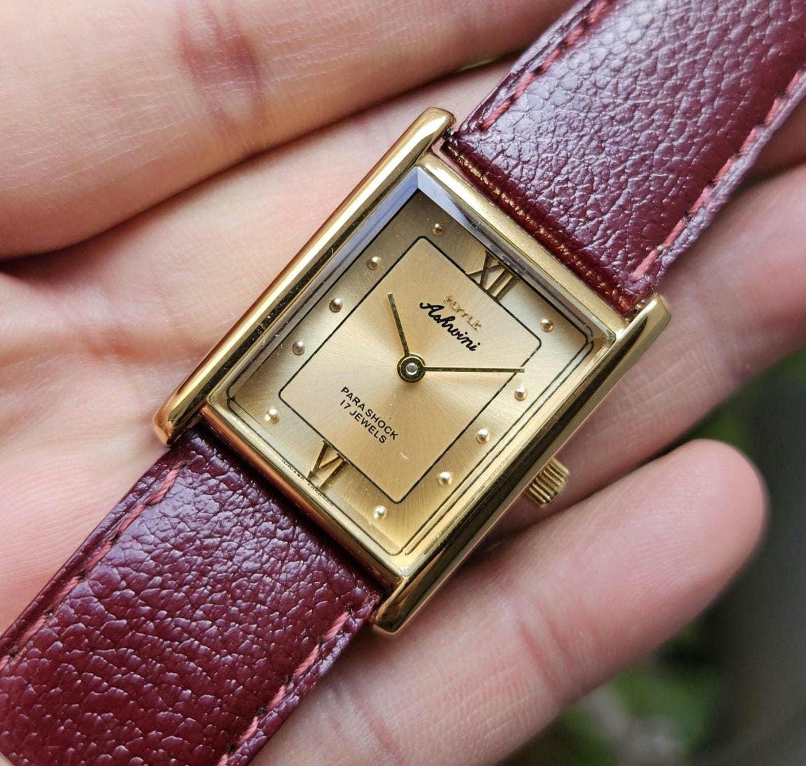HMT Ashwini Tank Golden Dial Gold Plated Hand Winding 17 Jewels Mens ...