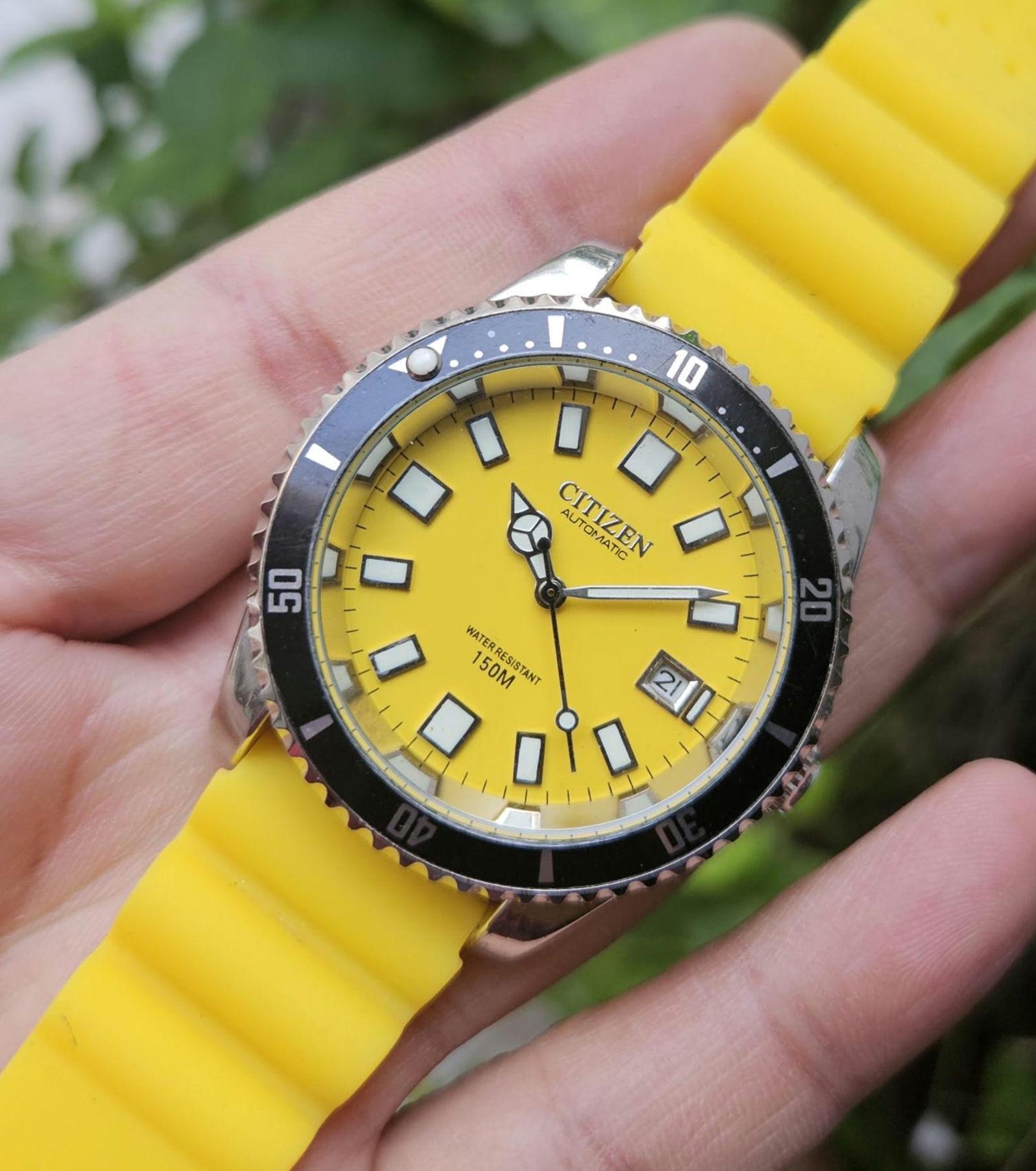 Citizen Automatic Yellow Mod Ref 8200 Rotating Bezel Men's Watch - Etsy