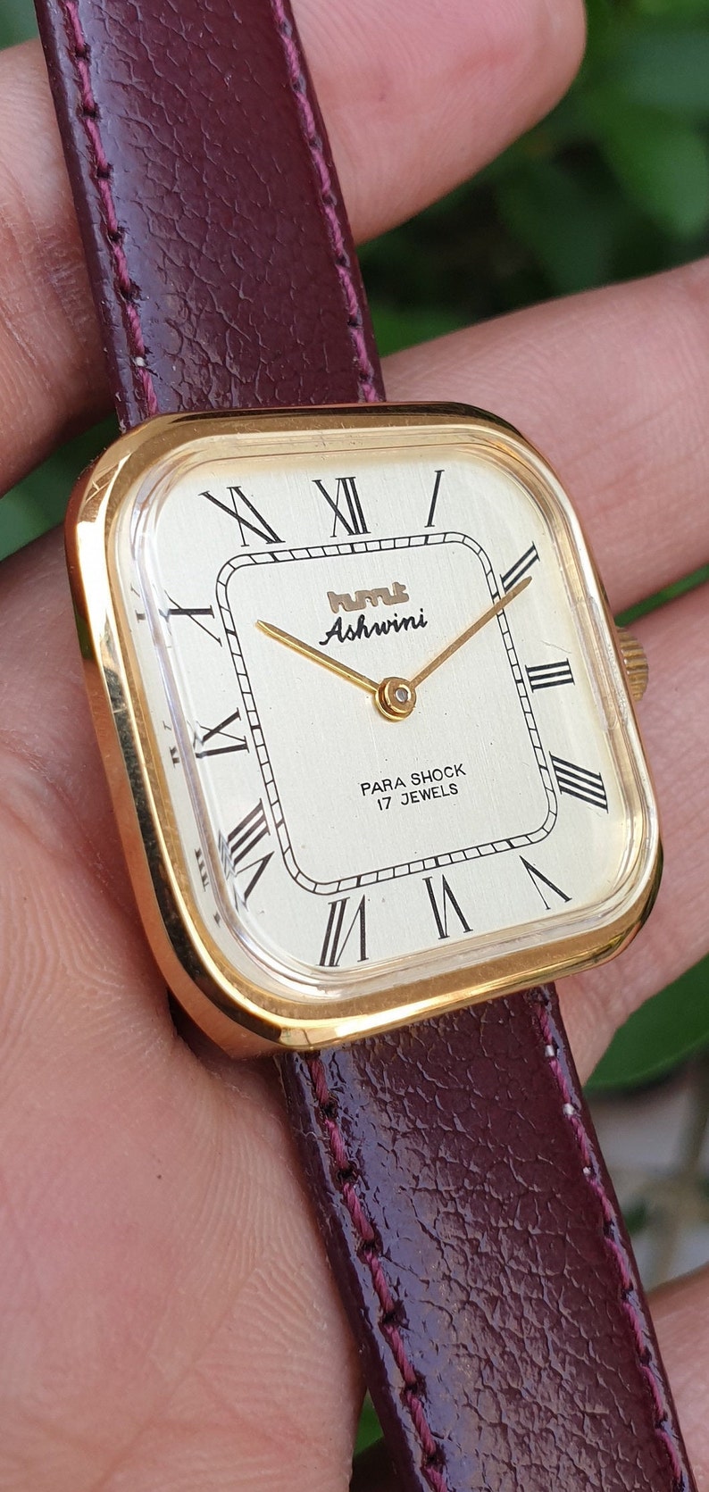 HMT Ashwini Square Roman Numerals Gold Plated Hand Winding 17 - Etsy