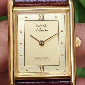 HMT Ashwini Tank Golden Dial Gold Plated Hand Winding 17 Jewels Mens ...