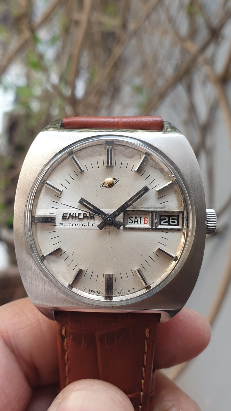 Vintage Enicar Automatic Silver Dial 17 Jewels Swiss Made Wrist Watch ...