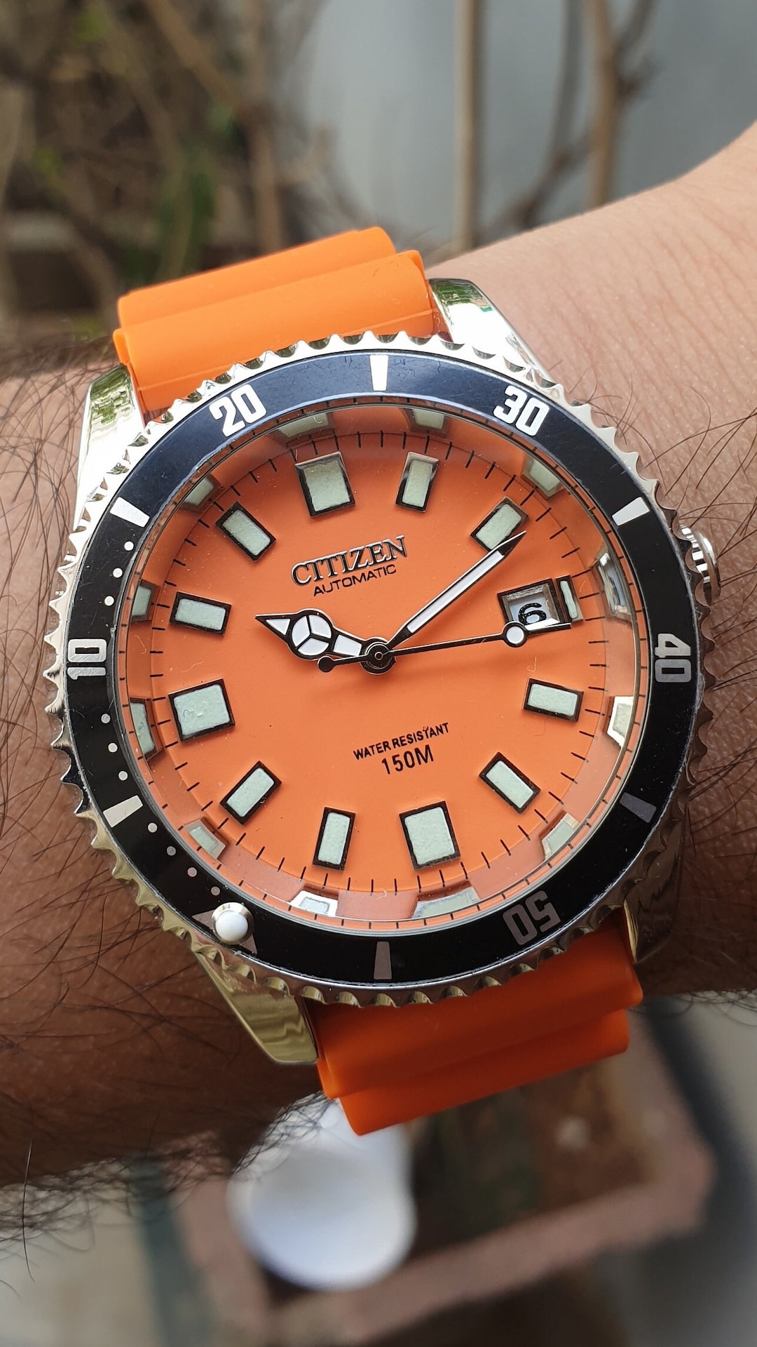 Citizen Automatic Orange Mod Ref 8200 Rotating Bezel Men's Watch - Etsy