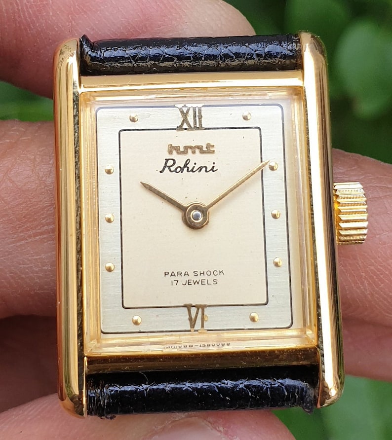 HMT Rohini Tank Golden Dial Two Hands Hand Winding 17 Jewels Women's ...