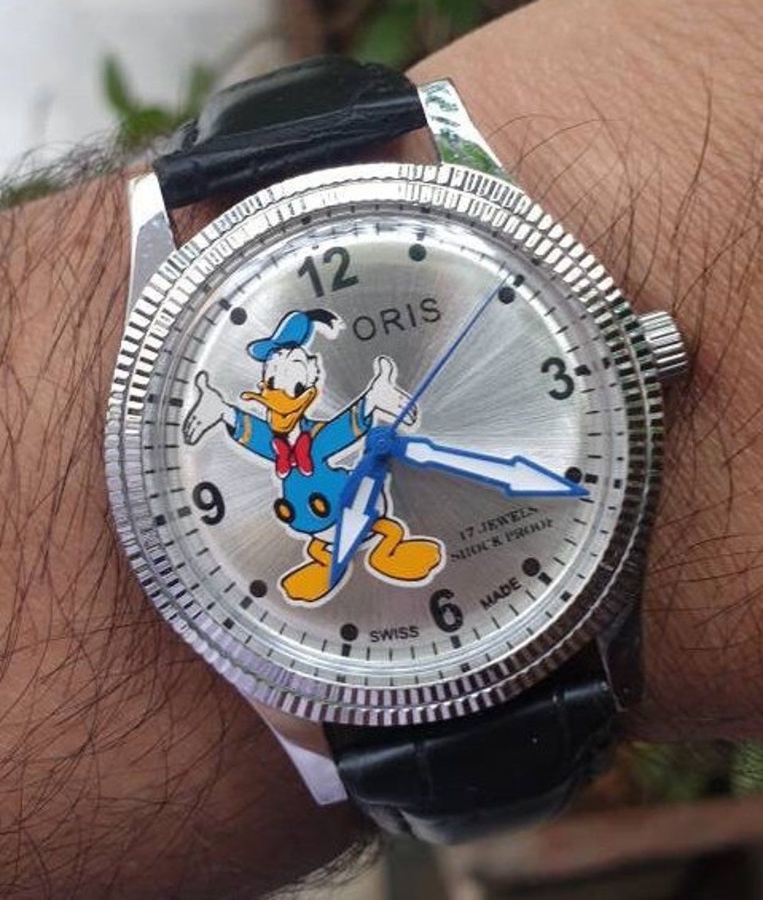 Rare Vintage Oris Silver Dial Donald Duck Hand Winding Wrist Watch Men ...