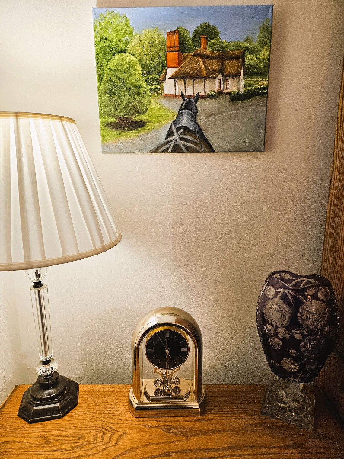 Irish Thatched Roof Cottage With Horse Drawn Jaunty Cart Oil Painting ...