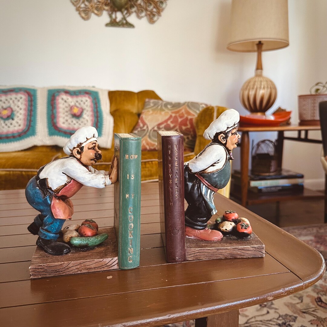 Vintage Chef Cooking Bookends - Amazing - Perfect for Any Cook - Etsy