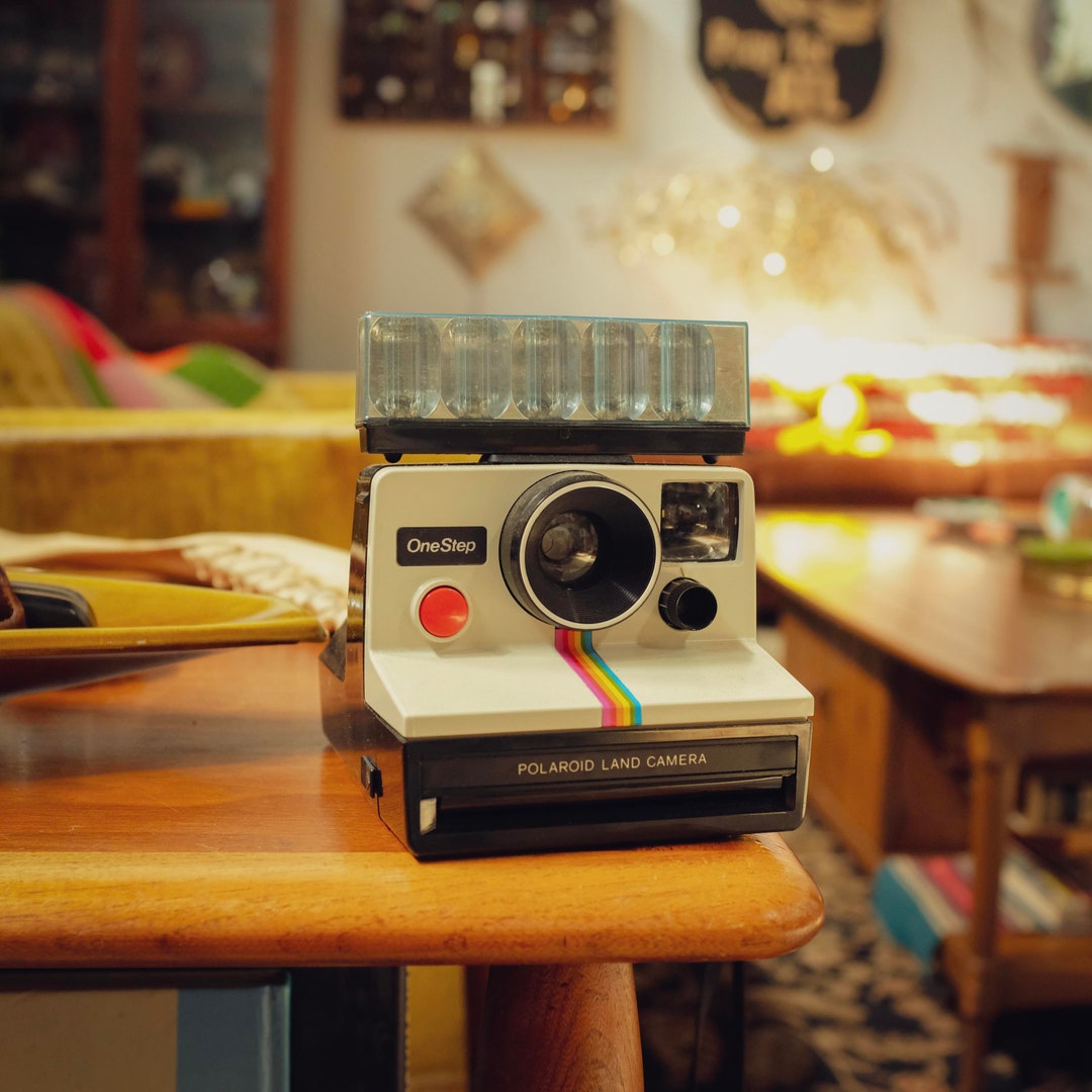 Vintage 1980s Polaroid One Step Camera White Rainbow Stripe Untested - Etsy