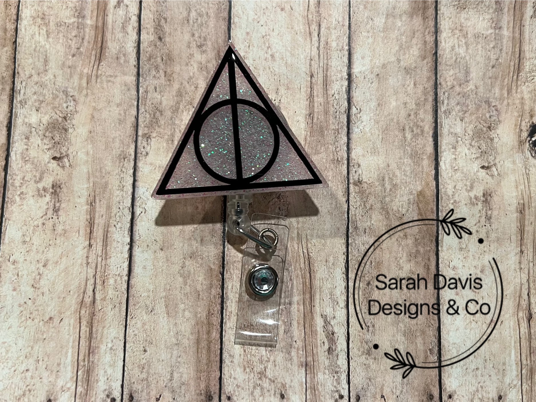 HP Triangle Deathly Hallows Badge Reel - Etsy