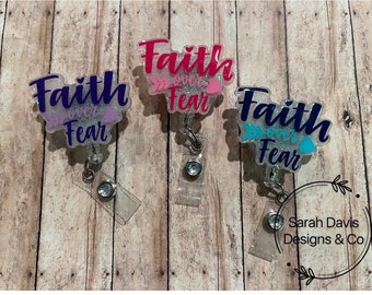 Religious Badge Reel Faith Over Fear Cross Medical Badge - Etsy