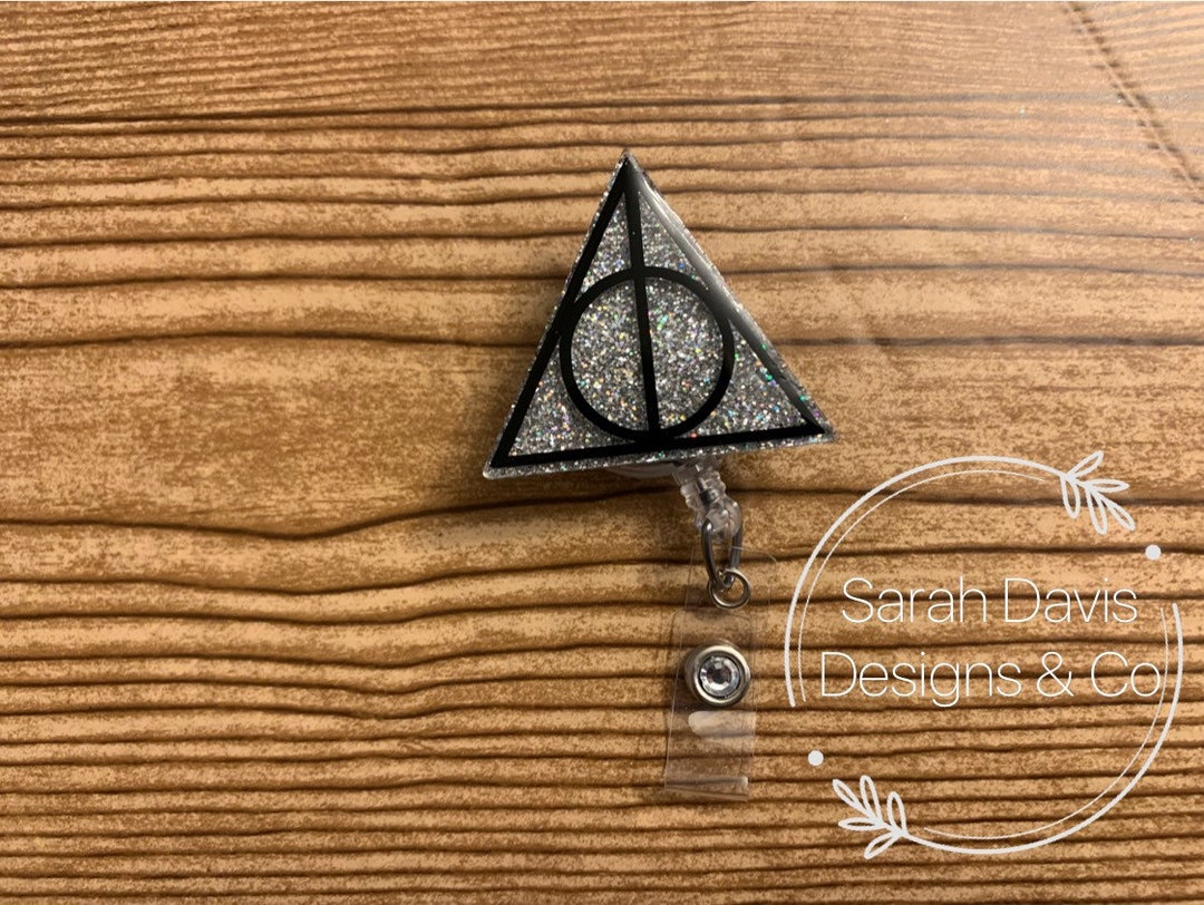 HP Triangle Deathly Hallows Badge Reel - Etsy