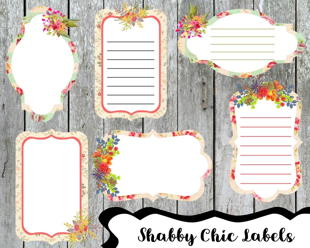 Shabby Chic Labels, Digital Clipart, Floral Pattern Journaling Labels ...