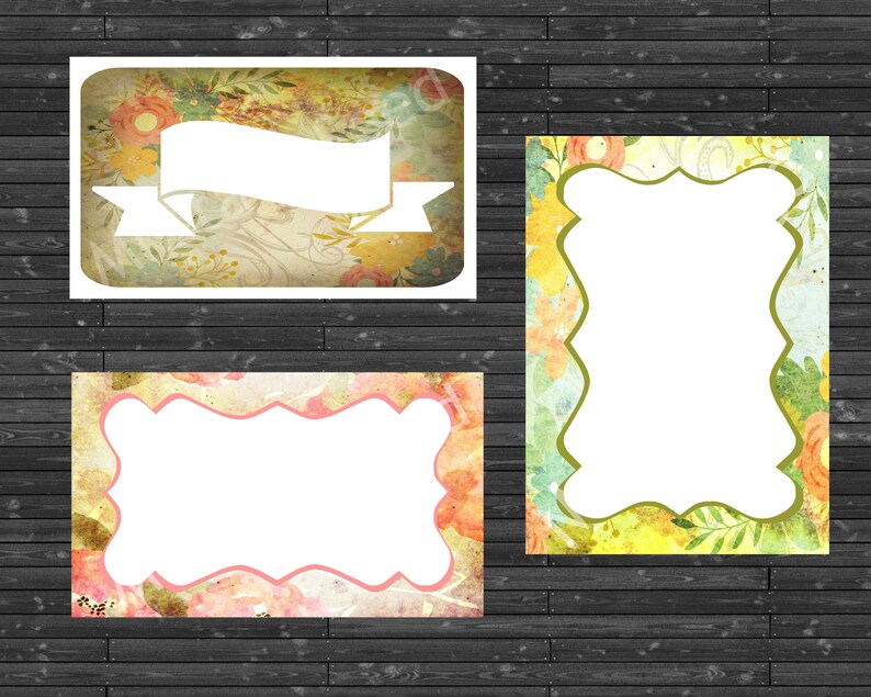 Shabby Chic Labels, Digital Clipart, Floral Pattern Journaling Labels ...