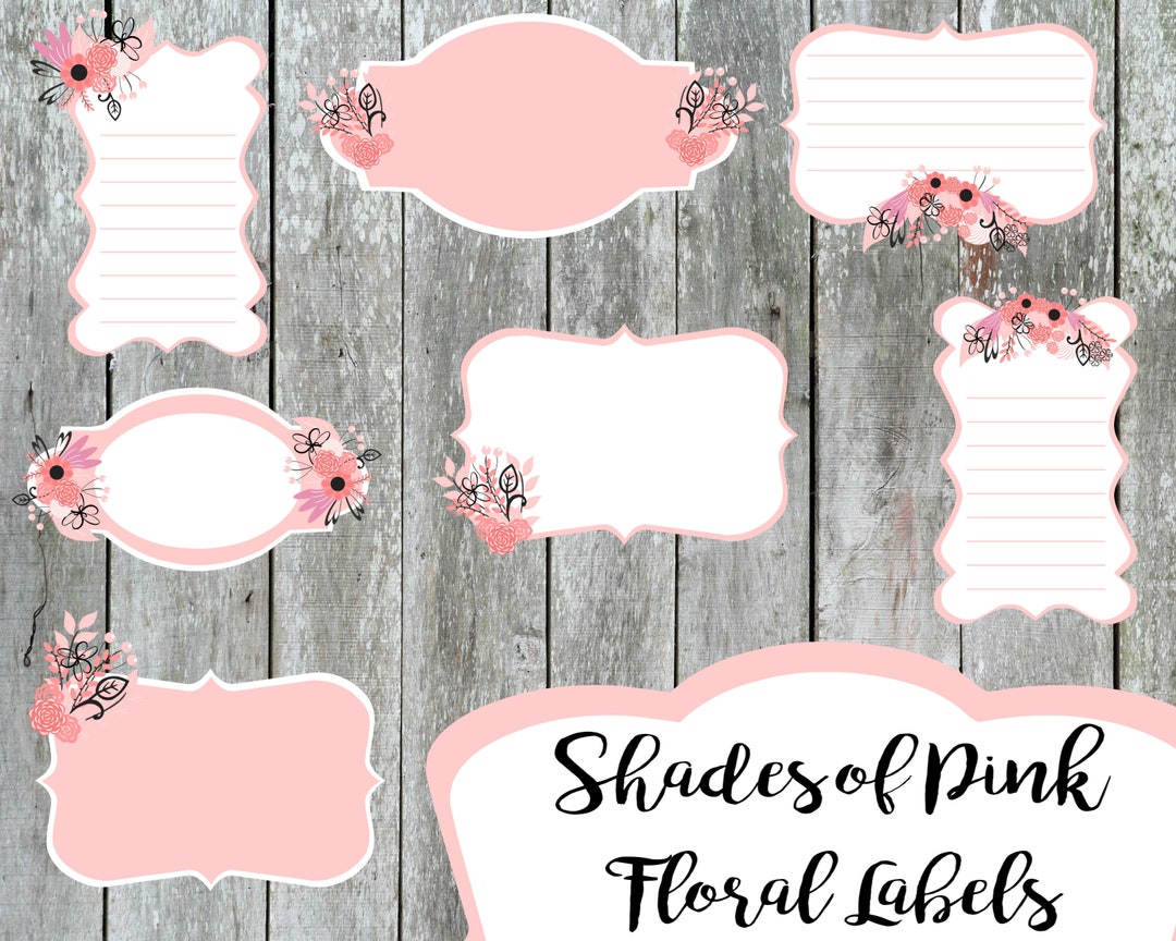 Shades of Pink Shabby Chic Labels, Digital Clipart, Floral Pattern ...