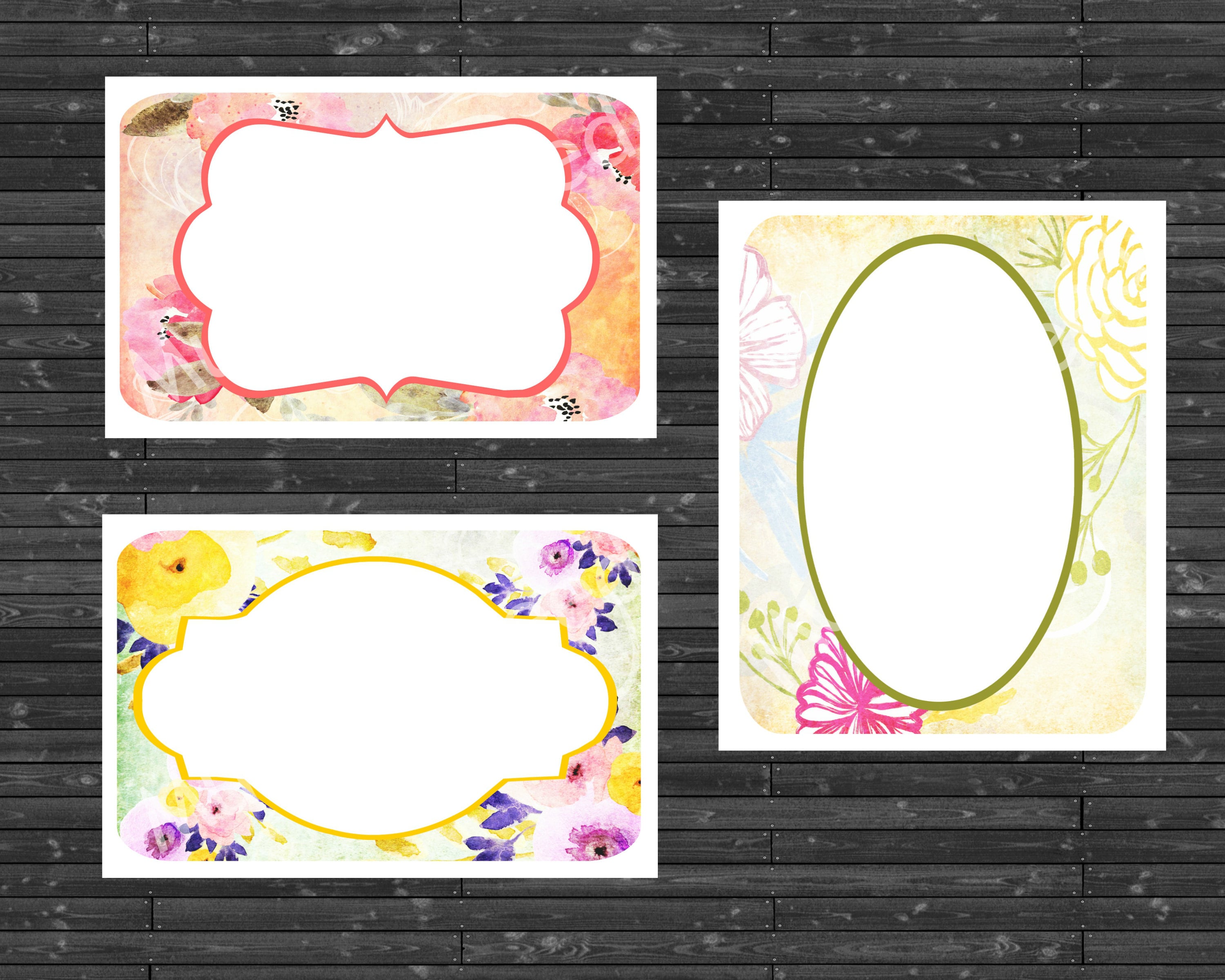 Shabby Chic Labels, Digital Clipart, Floral Pattern Journaling Labels ...