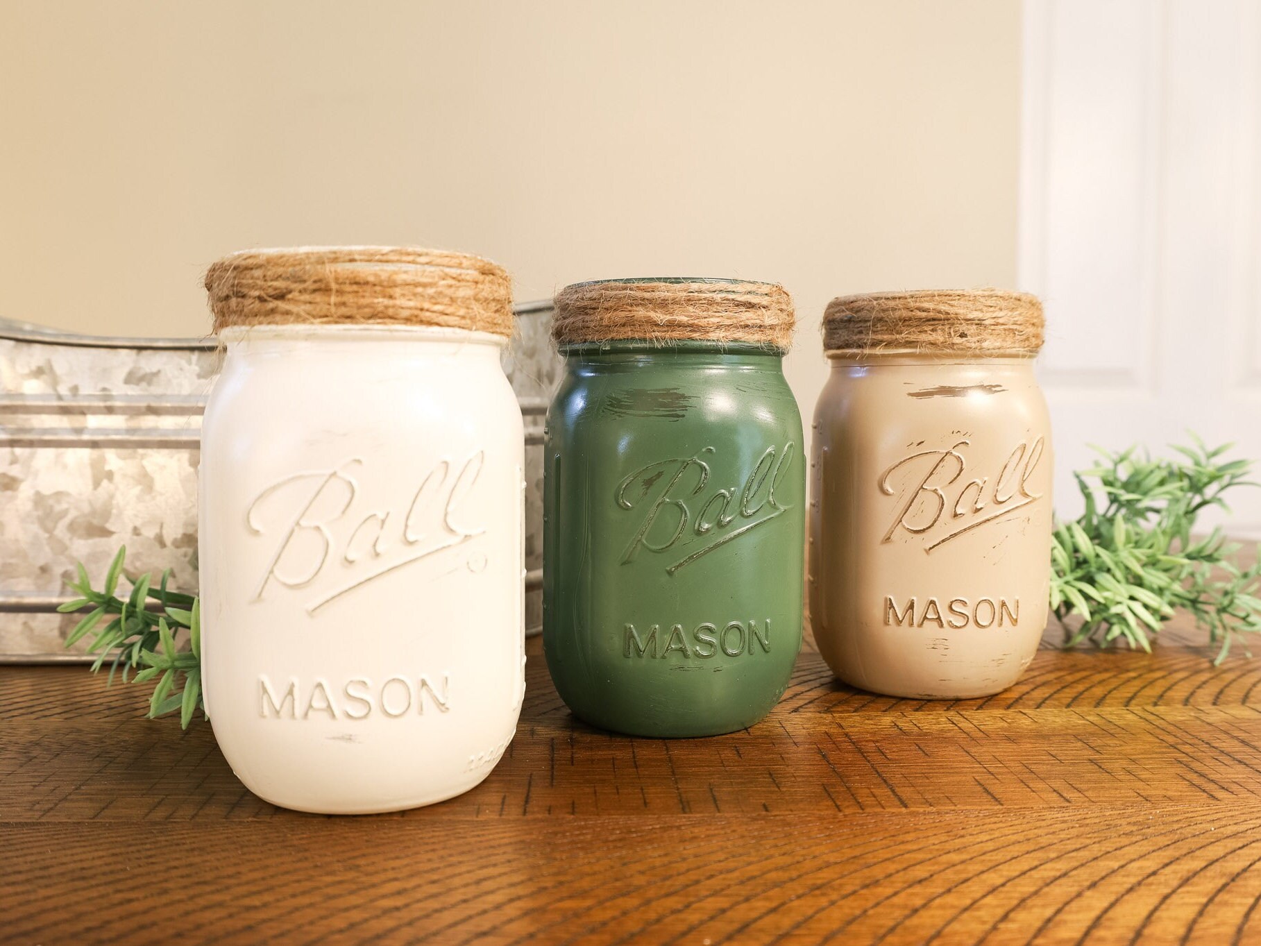 Farmhouse Painted Mason Jar Collection Vintage Home Decor Rustic Home ...