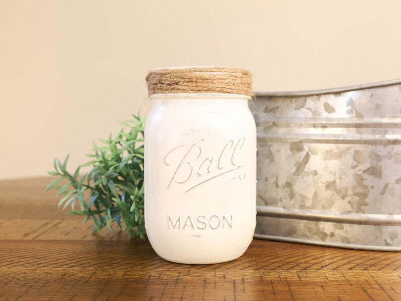 Farmhouse Painted Mason Jar Collection Vintage Home Decor Rustic Home ...