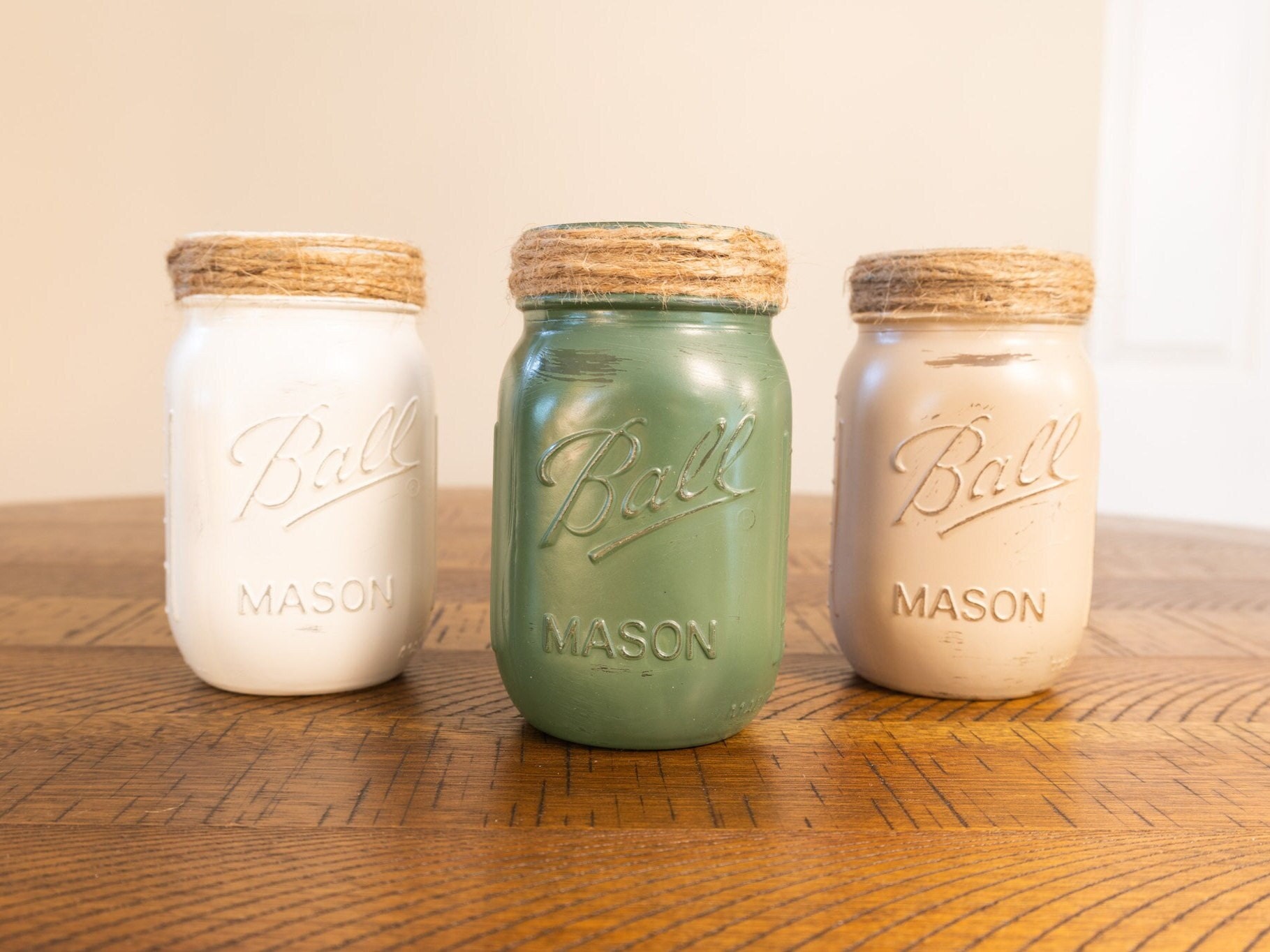 Farmhouse Painted Mason Jar Collection Vintage Home Decor Rustic Home ...