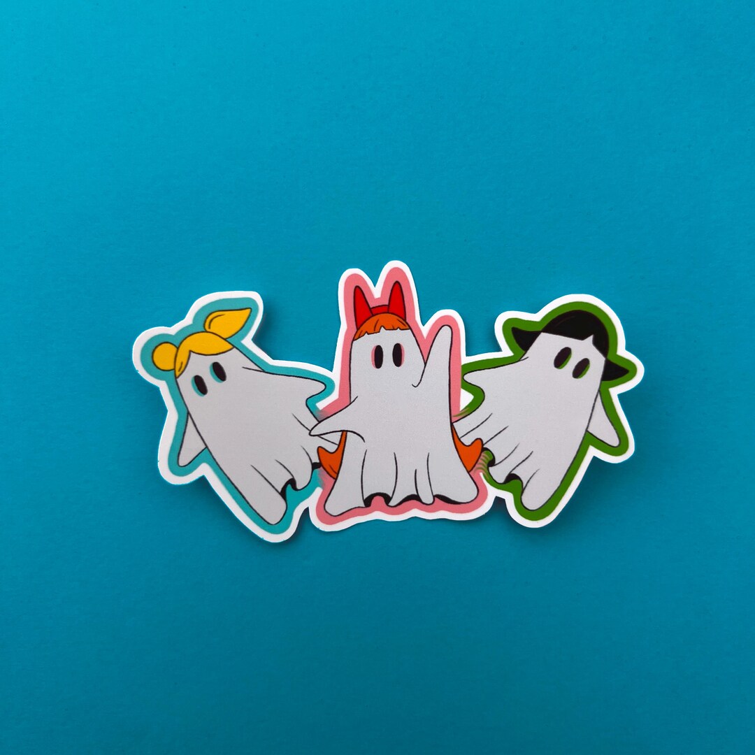 Powerpuff Ghosts Sticker / Cute Spooky Ghost Illustration / Die Cut ...