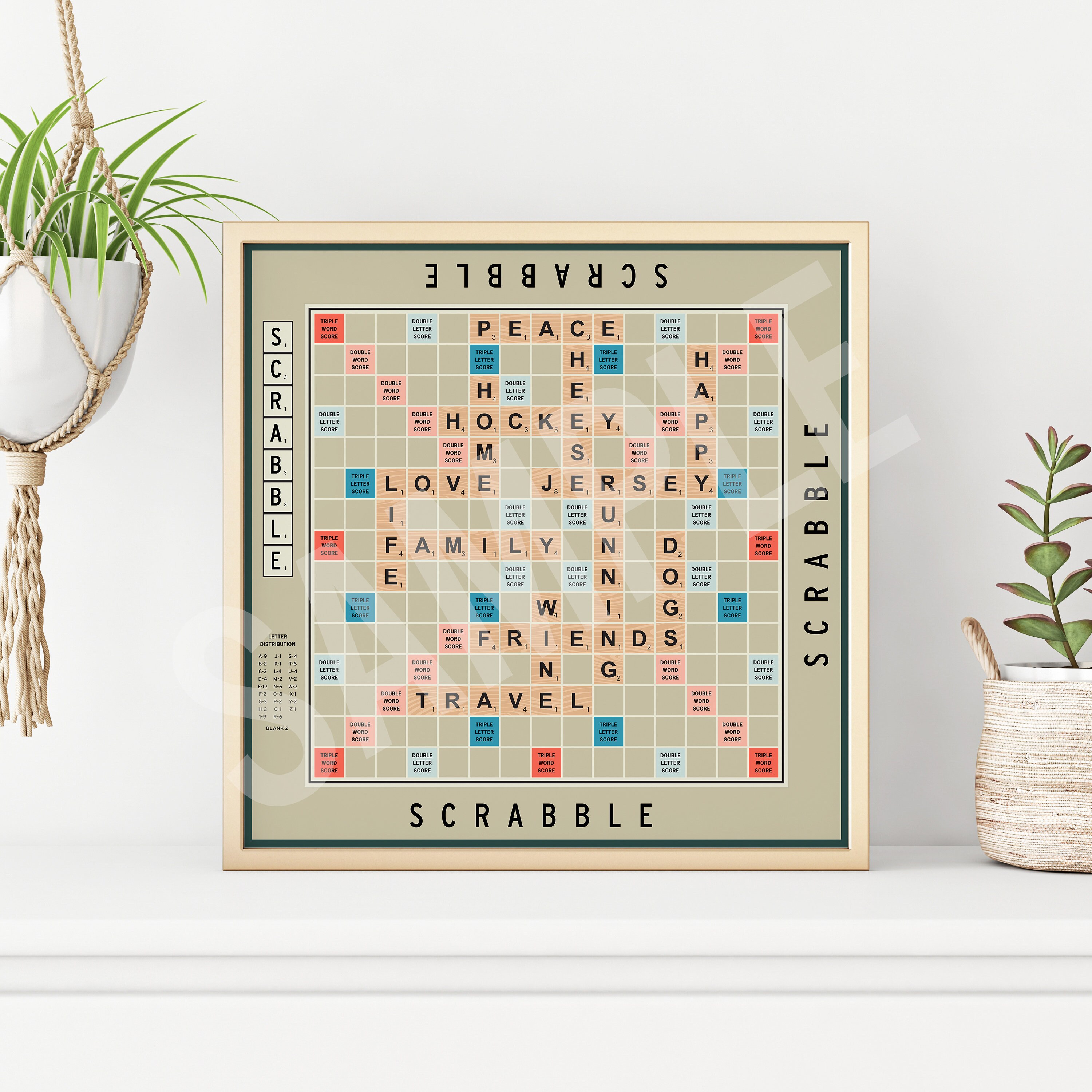 Scrabble Board Wall Art, Custom Board Game Poster, Personalized ...