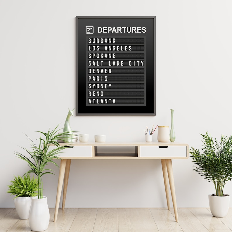 Flight Board Art, Custom Departures Board, Personalized Arrivals Sign ...
