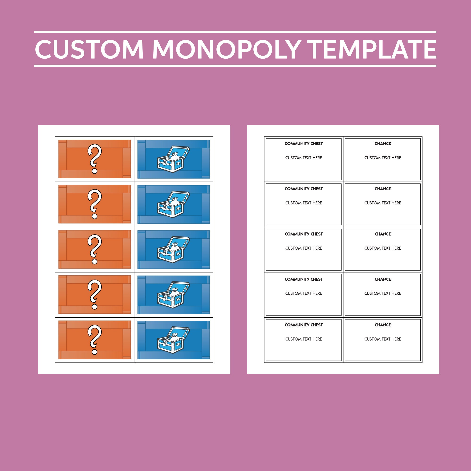 Plantilla de tablero de monopoly personalizada // Juego de | Etsy