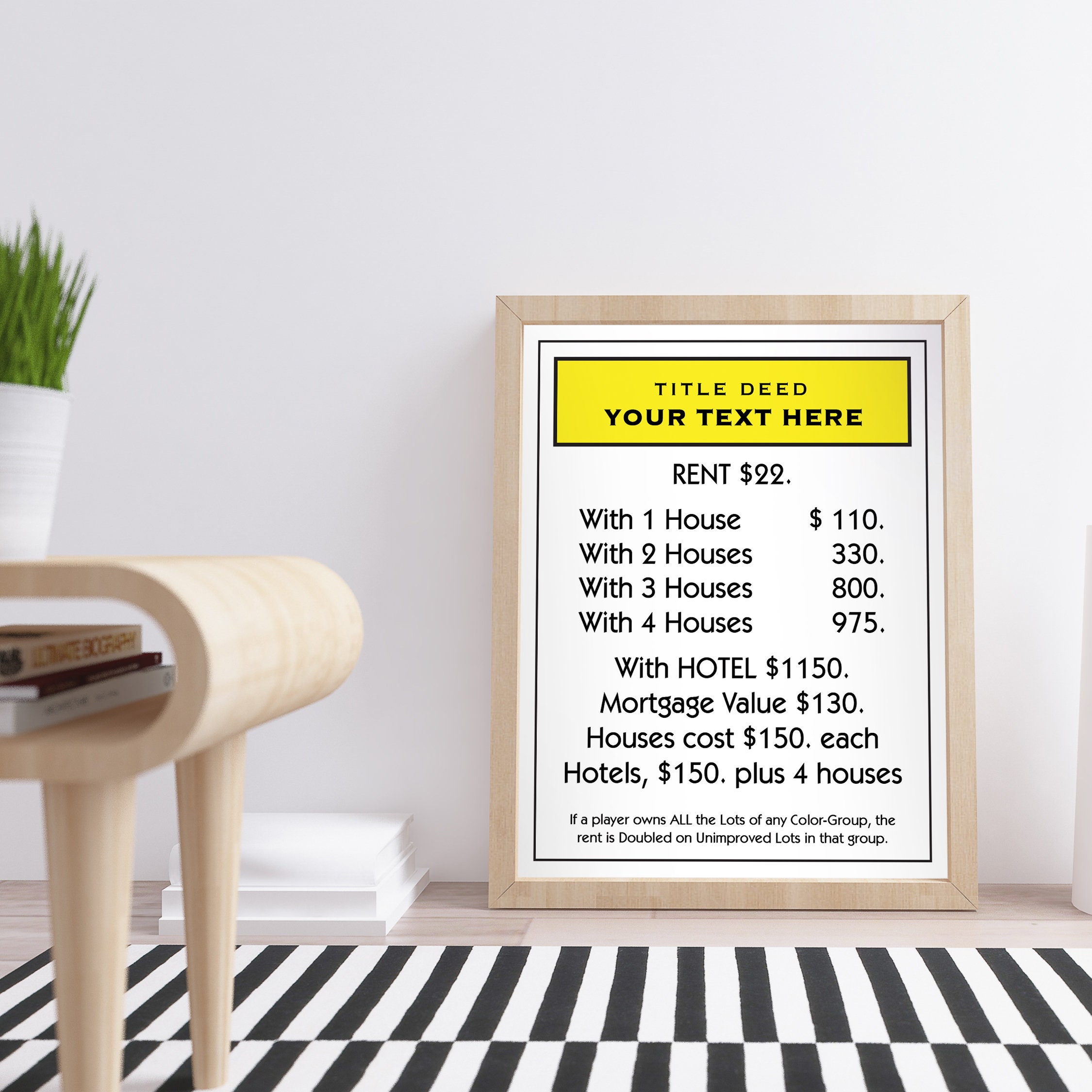 Custom Monopoly Property Card Poster // Digital Download Monopoly ...