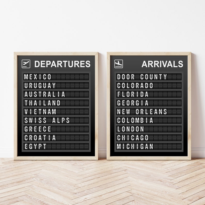 Flight Board Art, Custom Departures Board, Personalized Arrivals Sign ...