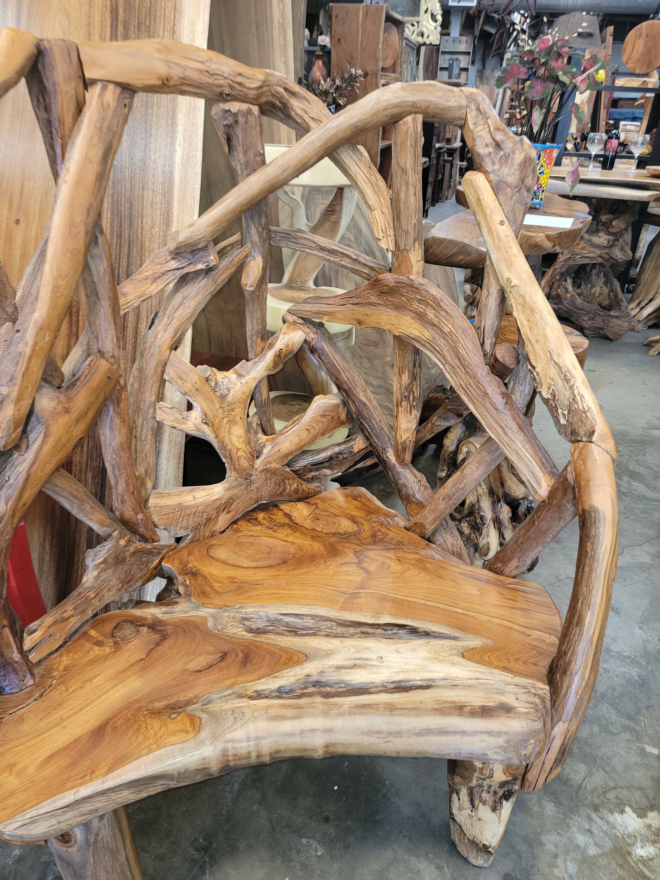 Rustic Root Wooden Bench Chair Seating Loveseat Indoor Raw - Etsy