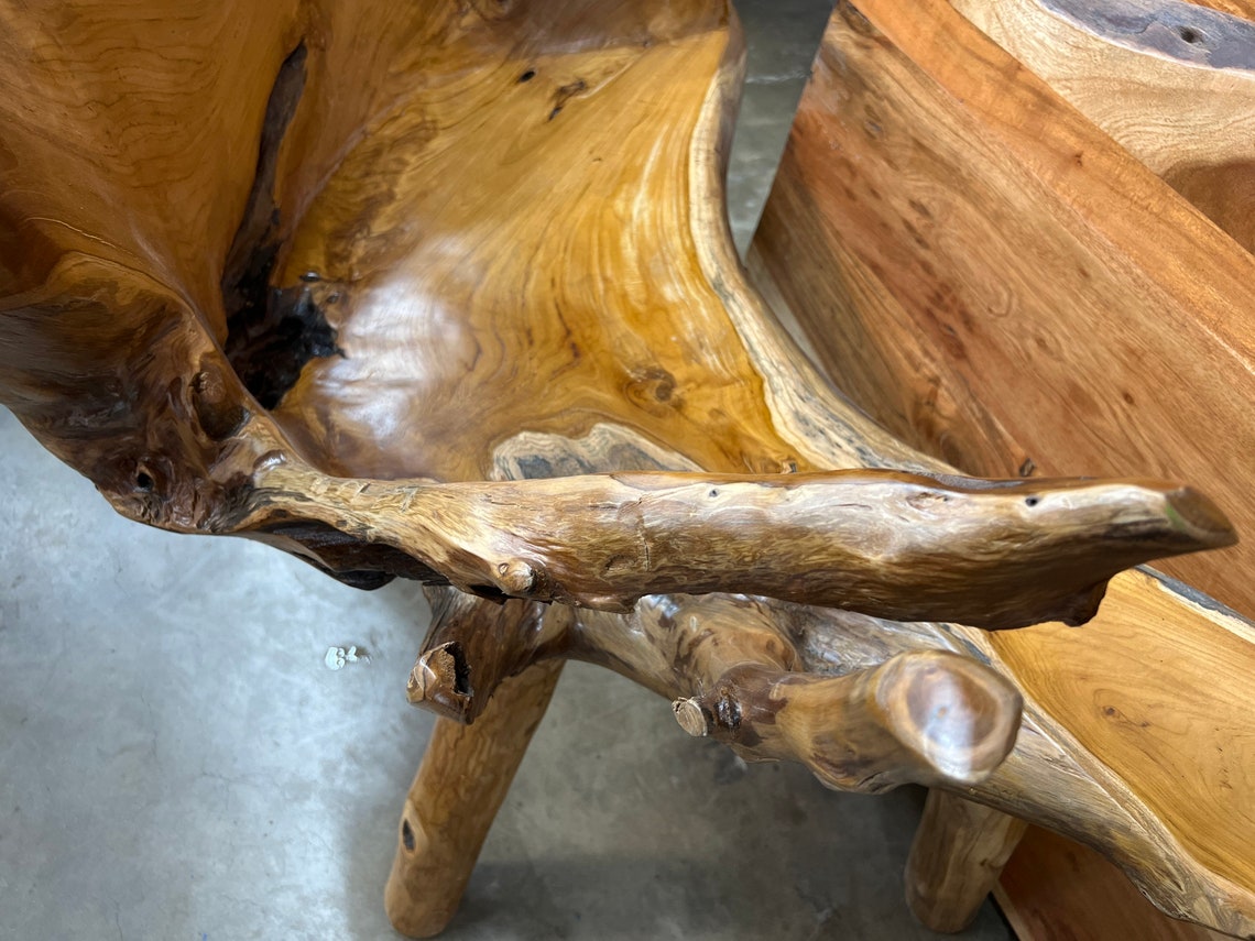 Indoor/outdoor Rustic Teak Root Bench - Etsy