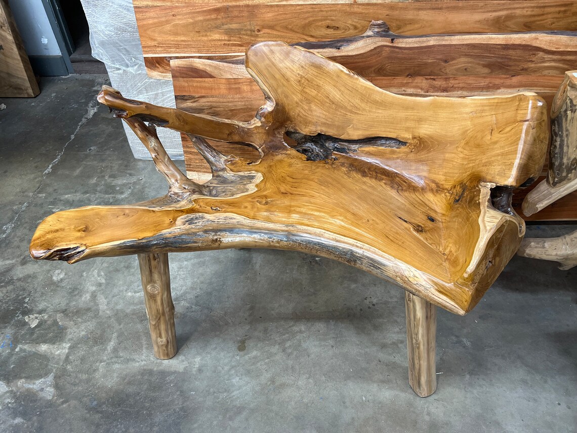 Indoor/outdoor Rustic Teak Root Bench - Etsy