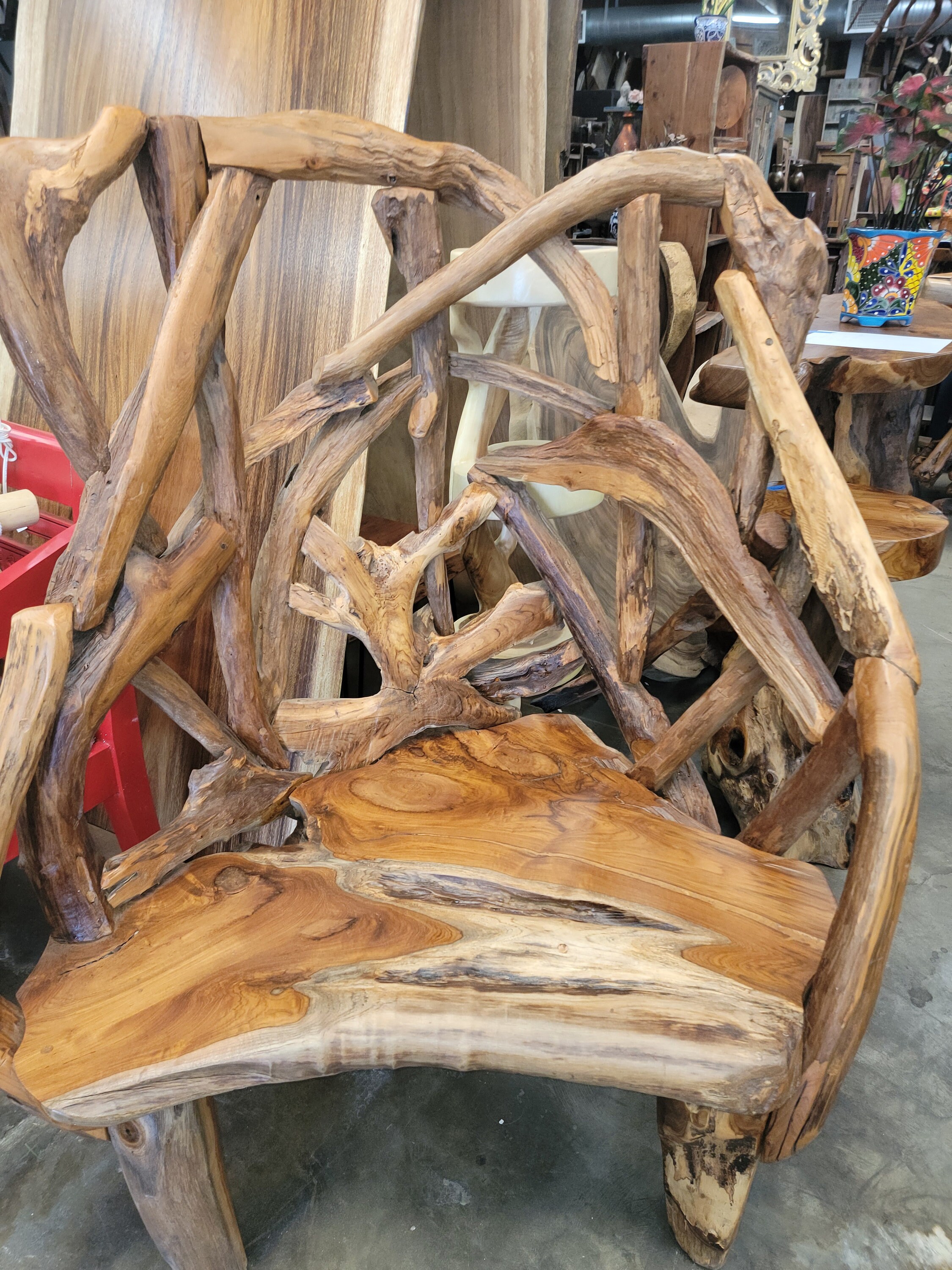 Rustic Root Wooden Bench Chair Seating Loveseat Indoor Raw - Etsy