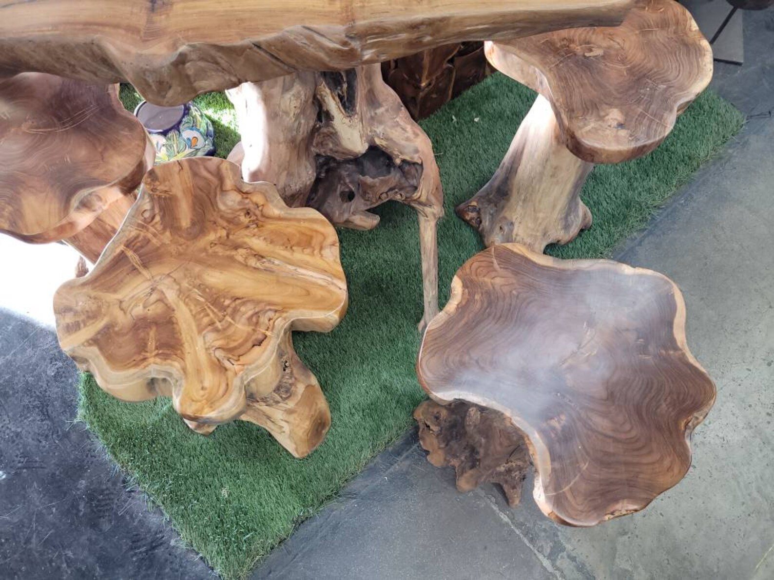 Teak Root Table and Four Stools24counter Height 36 - Etsy