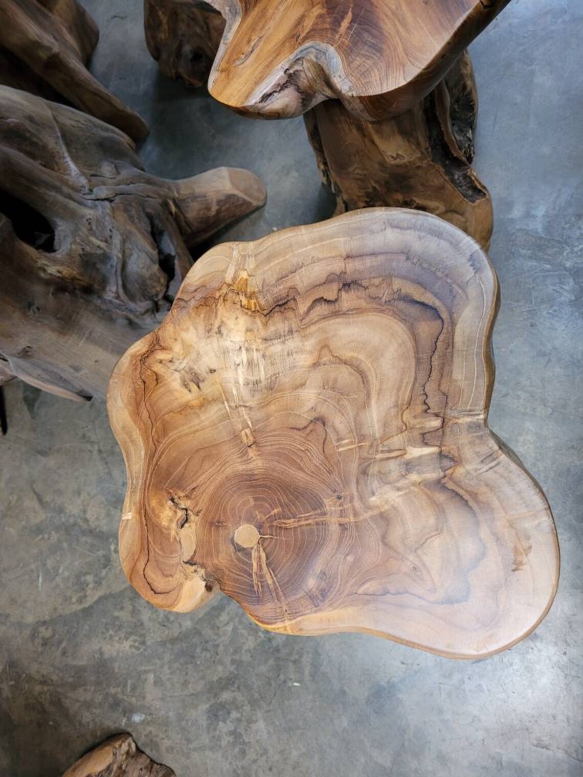Teak Root Table and Four Stools24counter Height 36 - Etsy